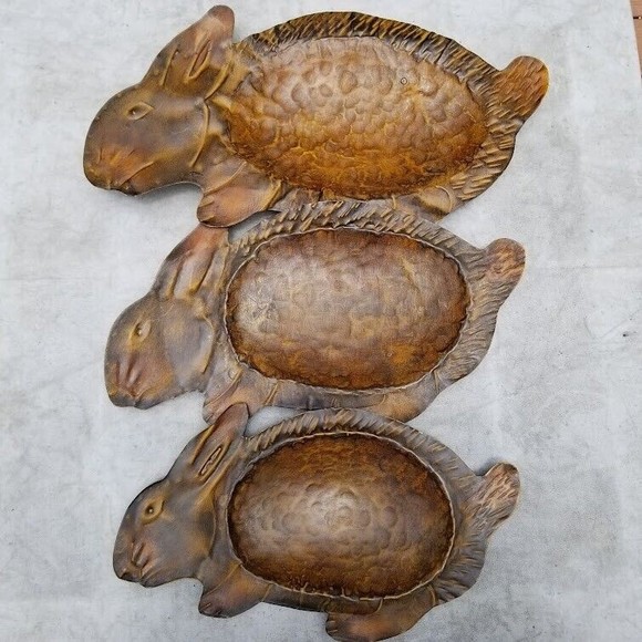 Unbranded | Accents | Set Of 3 Rabbit Bunny Hare Trays Decor Footed ...